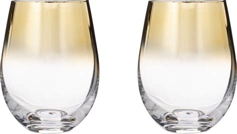 Set Van X Stuks Tumbler Glazen Gouden Rand Arya Ml Van Glas Drinkglazen Bol