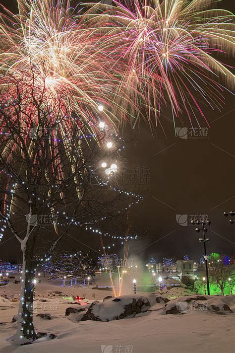 南达科他州苏福尔斯瀑布公园的新年焰火