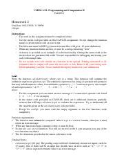 HW2 Pdf CMPSC 132 Programming And Computation II Fall 2018 Homework