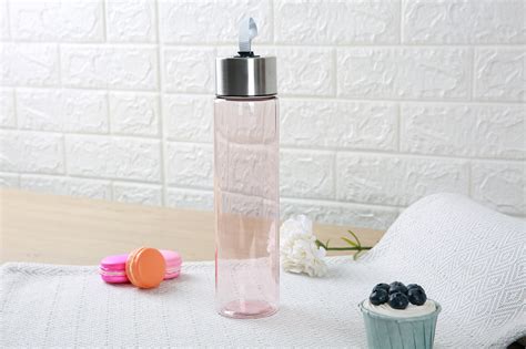 Mainstays 18oz Plastic Pink Water Bottle Stainless Steel Screw Cap Lid