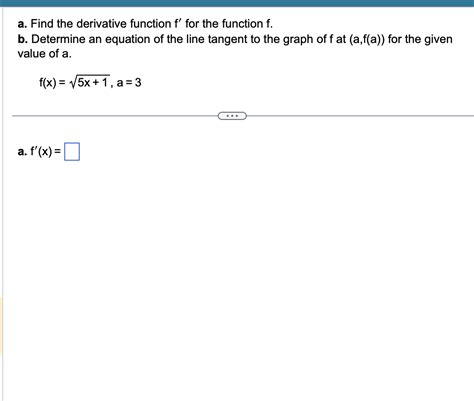 Solved A Find The Derivative Function F For The Function Chegg