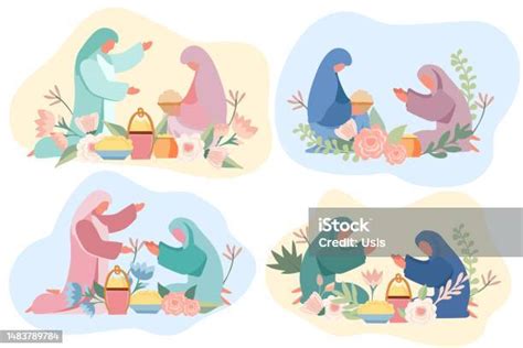 이드 무바라크 독실한 이슬람교도들은 나마즈를 기도하고 선물을 교환하며 서로에게 축하를 전합니다 카드 포스터 배너에 적합합니다 벡터 그림입니다 벡터 그림입니다 Eid