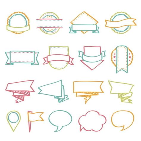 다채로운 손으로 그린 라벨 Eps Ai Uidownload