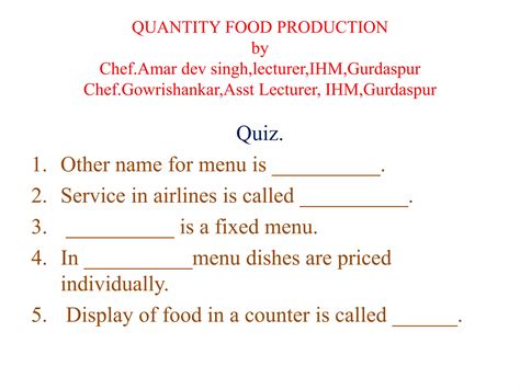 Menu Planning Ppt
