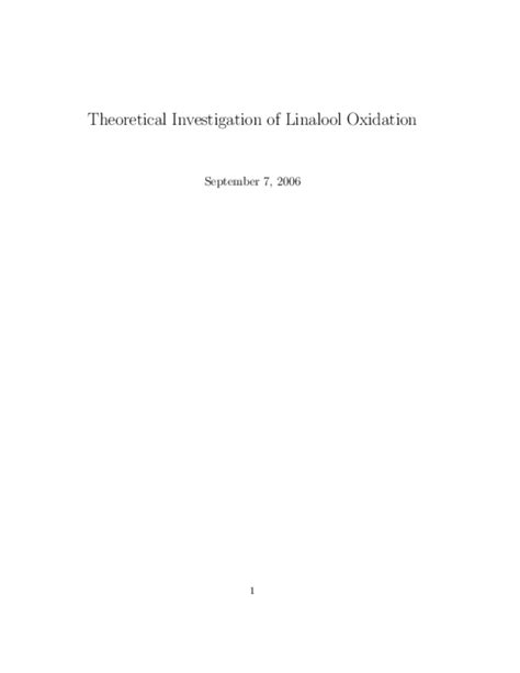 Pdf Theoretical Investigation Of Linalool Oxidation