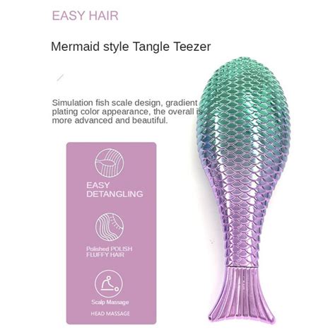 Electroplated Mermaid Hairdressing Comb Anti Knot Massage Band Clean