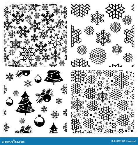 Silhouette Of A Geometric And Floral Black And White Pattern Seamless Stock Vector