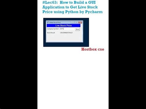 Nagarajan S On Linkedin Lec63 Build A Gui Application To Get Live Stock Price Using Python By