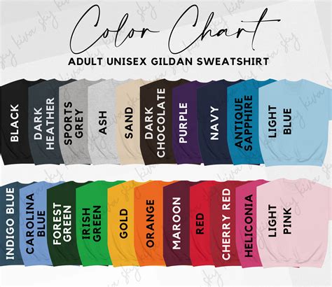 Gildan Color Chart Gildan Sweatshirt Mock Up Gildan Unisex Sweatshirt