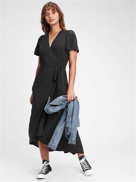 Print Midi Wrap Dress Gap Factory