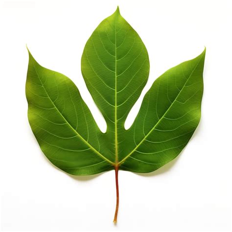 Beautiful Sassafras Leaf Isolated On White Background Premium Ai