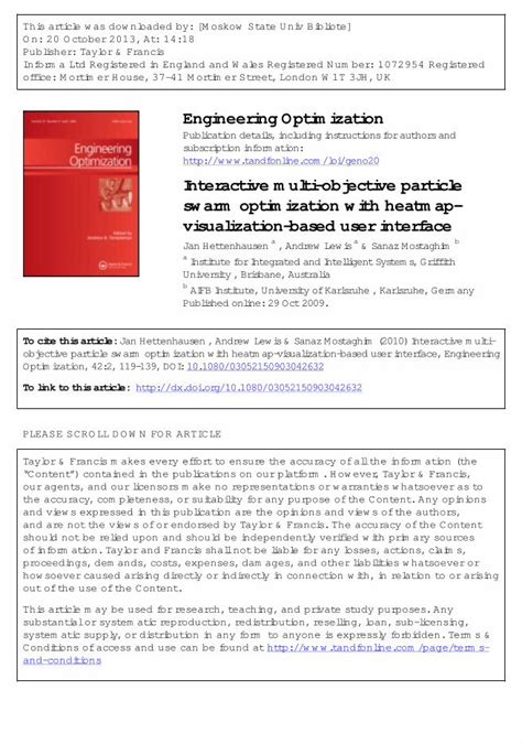 pdf interactive multi objective particle swarm optimization with