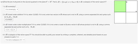 Solved Let H Be The Set Of All Points In The Second Chegg