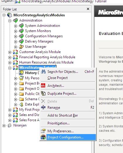 How To Configure Data Warehouse To A Microstrategy Project Niranjan