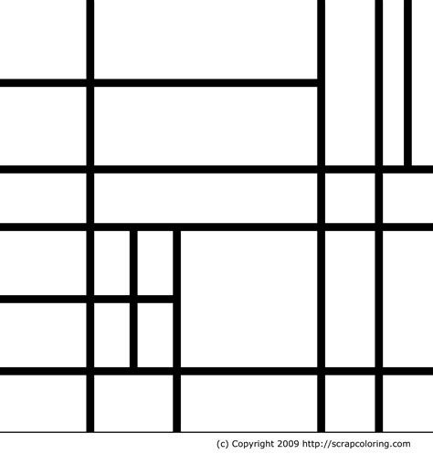 Composition In The Style Of Piet Mondrian Coloring Page