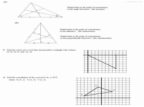 Geometry Points Of Concurrency Worksheet E