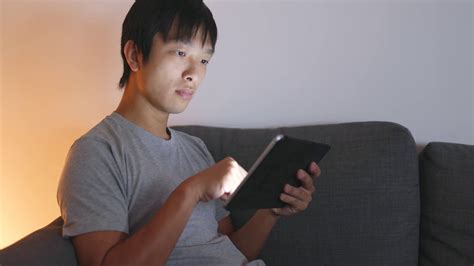 Man Use Of Tablet Computer At Night Stock Footage SBV 348562618