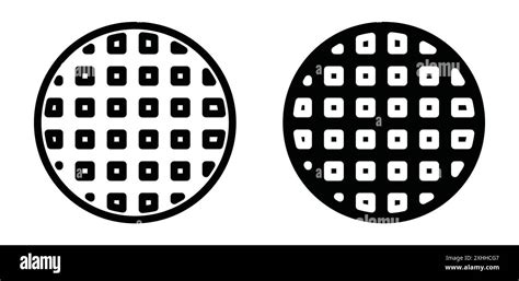 Waffle Icon Black Line Art Vector In Black And White Outline Set
