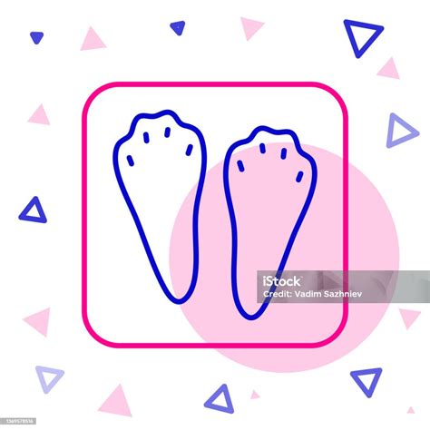 흰색 배경에 격리 된 라인 토끼와 토끼 발 발자국 아이콘 다채로운 개요 개념 벡터 건강관리와 의술에 대한 스톡 벡터 아트 및