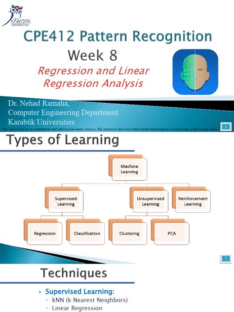 Cpe412 Pattern Recognition Week 8 Pdf Regression Analysis Dependent And Independent