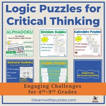 Logic Deductive Reasoning Puzzles Unique Puzzles Bundle TpT