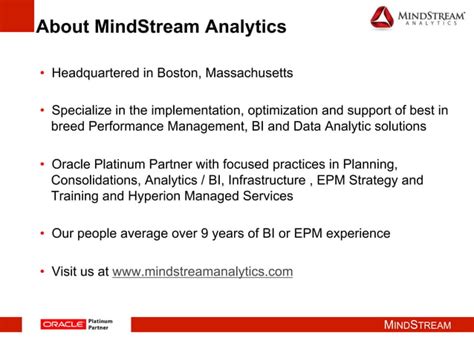 Hyperion Planning 11124 Mindstream Analytics