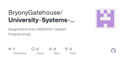 GitHub BryonyGatehouse University Systems Programming Assignments From NWEN System