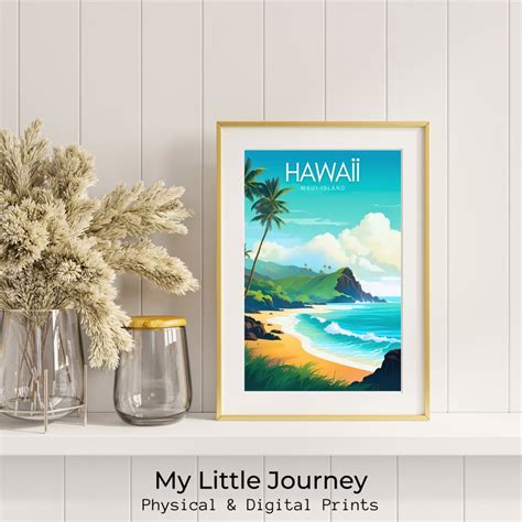 Hawaii Poster Vintage Hawaii Travel Poster Maui Wall Art Honolulu