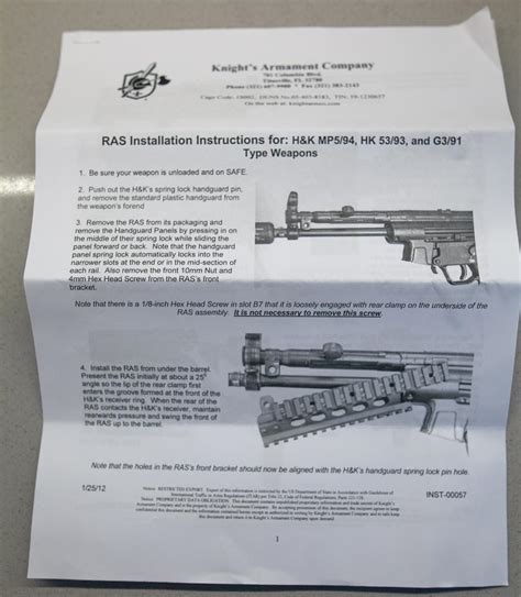 Nib Mp5 Knights Armament Ras Rail Parts And Accessories Market Board