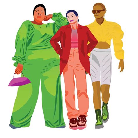 Bold Bright Colors Green Red And Yellow The Poses Of Three Women