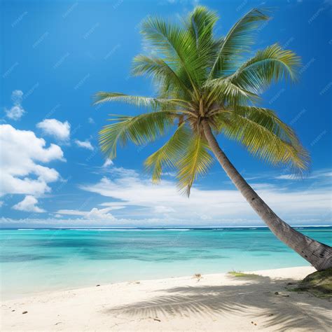 Premium Ai Image Coconut Tree With The Beach Background