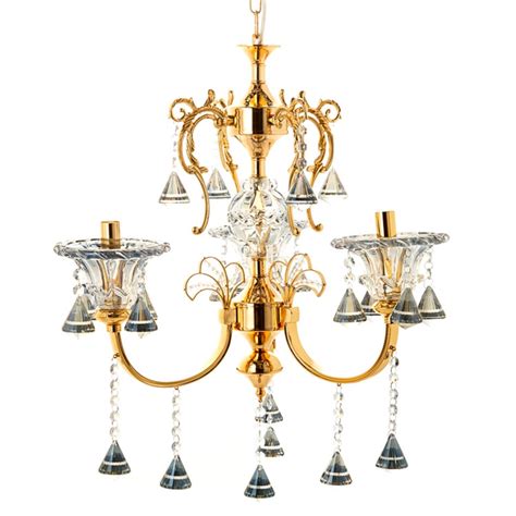 Подвесная люстра Flora Ou109 3 с хрустальными кристаллами на 3 плафона золотая 21 81 Ou109 3