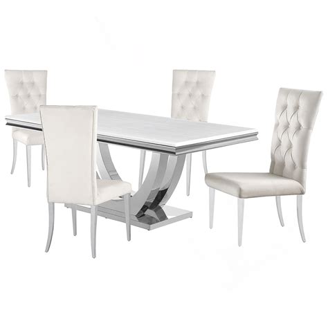 Everly Quinn Kerwin Grey And Chrome 7 Piece Rectangular Dining Table Set Wayfair
