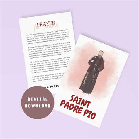 St Padre Pio Prayer Cards Etsy