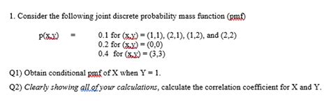 Solved Consider The Following Joint Discrete Probability Chegg