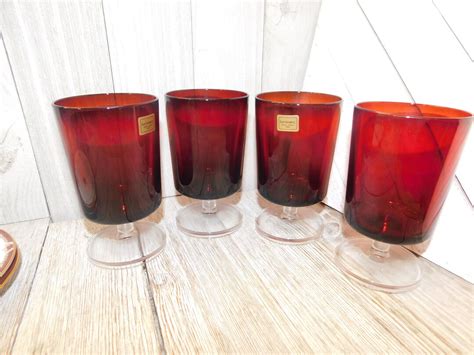 Vintage Luminarc Ruby Red Glasses Wine Glasses Cocktail Etsy