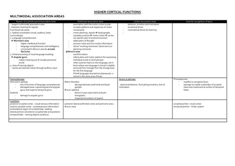 Higher Cortical Functions Multimodal Association Areas Pdf Cerebral