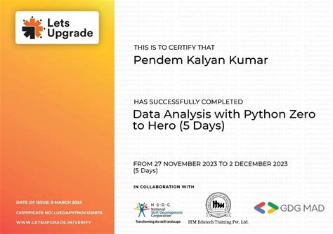 Completed Data Analysis With Lets Upgrade Kalyan Kumar Pendem Posted On The Topic Linkedin