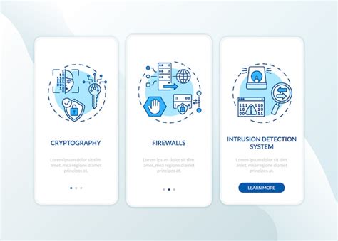 Premium Vector Cybersecurity Measures Onboarding Mobile App Page Screen With Concepts