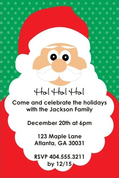 Ho Ho Ho Santa Holiday Christmas Party Invitation Personalized Party