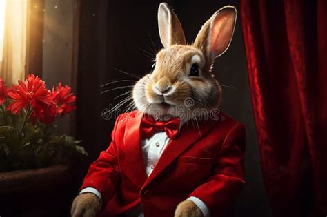 Rabit In Red Suit Stock Illustration Illustration Of Luck 315654834