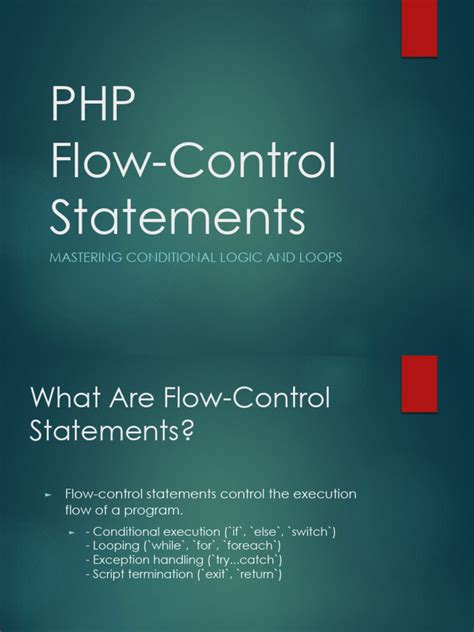 Php Unit 1 Flow Control Statements Pdf Control Flow Computer