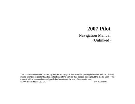 2007 Pilot Navigation Manual Chatwithmanuals Interactive Technical