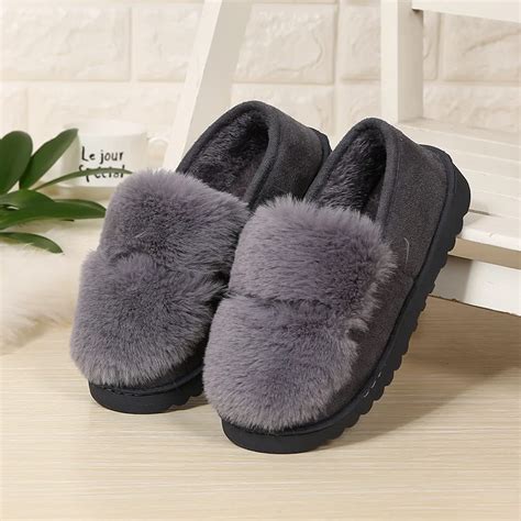Winter Women Slippers With Fur Warm Cotton Ladies Home Comfortable