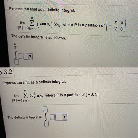 Solved Express The Limit As A Definite Integral Lim Sec