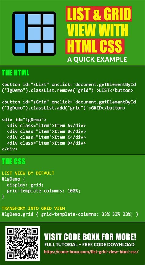 How To Create A List Grid View Html Css Tutorial Coding Basic