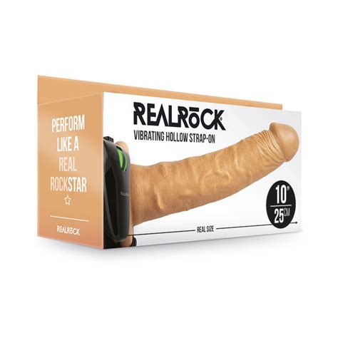 Realrock Vibrating Hollow Strap On Without Balls 10 In Caramel Shop