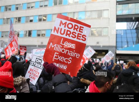 New York City Nurses On Strike At The Mount Sinai Hospital In New York
