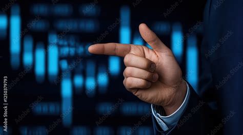 Professional Hand Gesture Indicating Direction During Data Analysis
