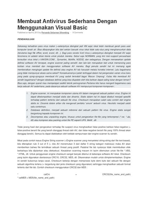 Membuat Antivirus Sederhana Dengan Menggunakan Visual Basic Pdf